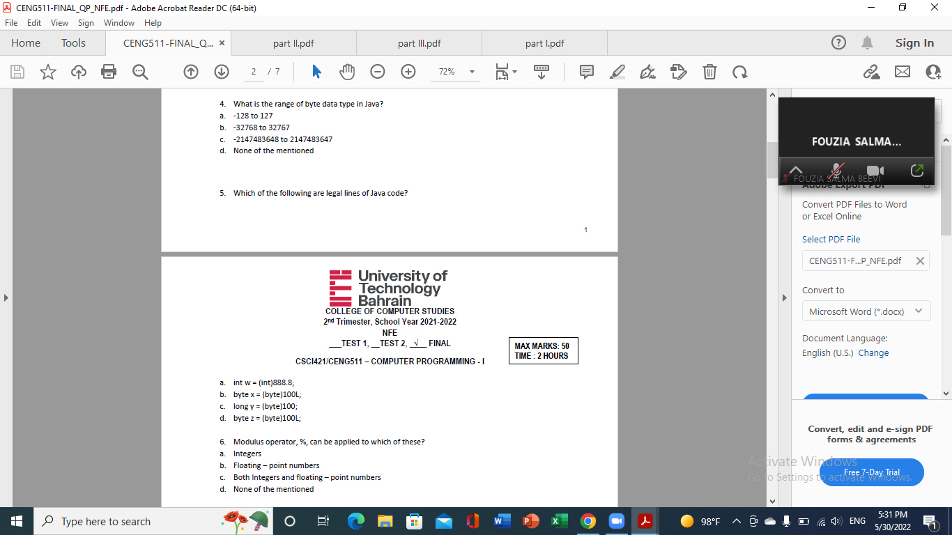 Solved CENG511-FINAL_QP_NFE.pdf - Adobe Acrobat Reader DC | Chegg.com