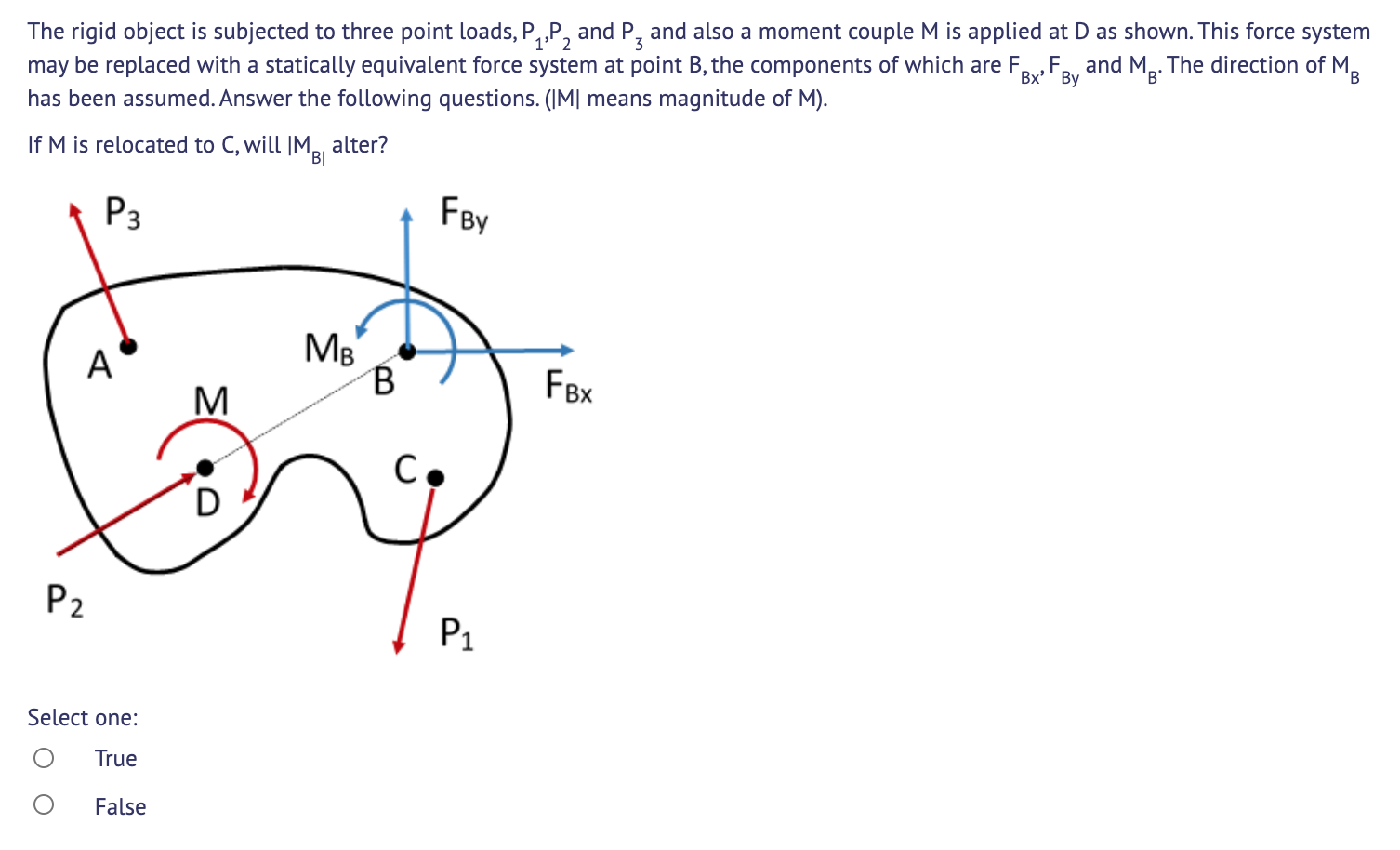 Solved The rigid object is subjected to three point loads, | Chegg.com