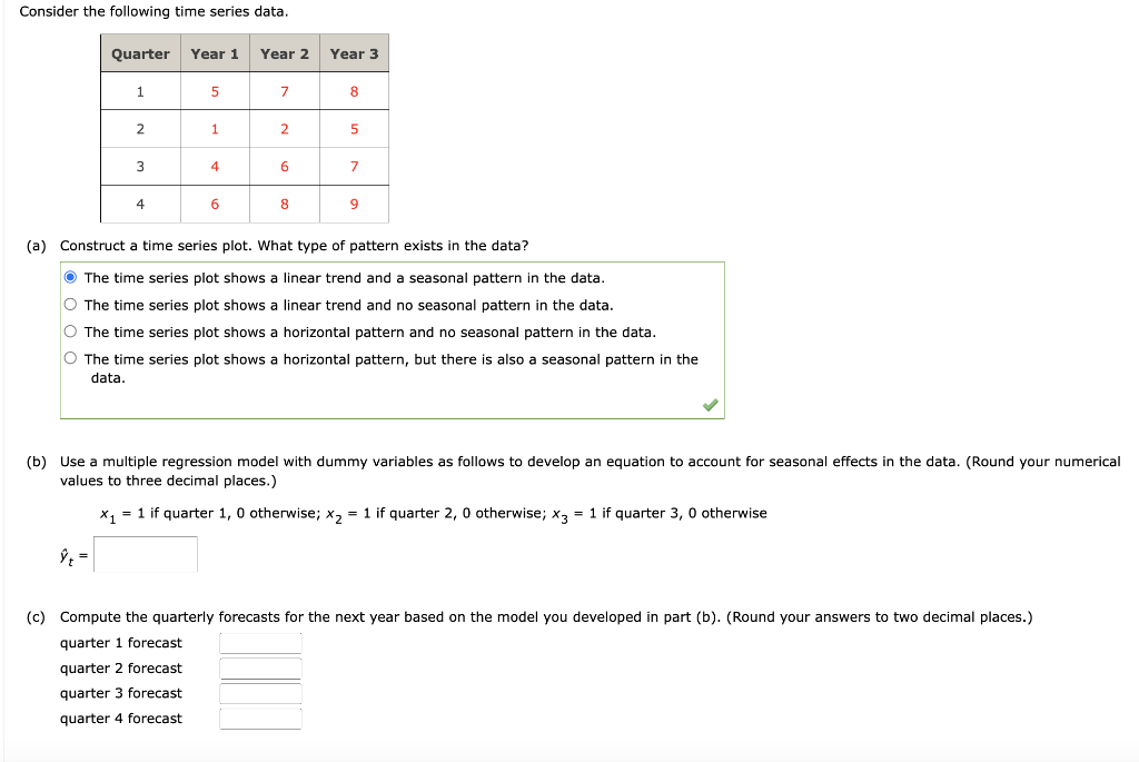 Solved Consider the following time series data. (a) | Chegg.com