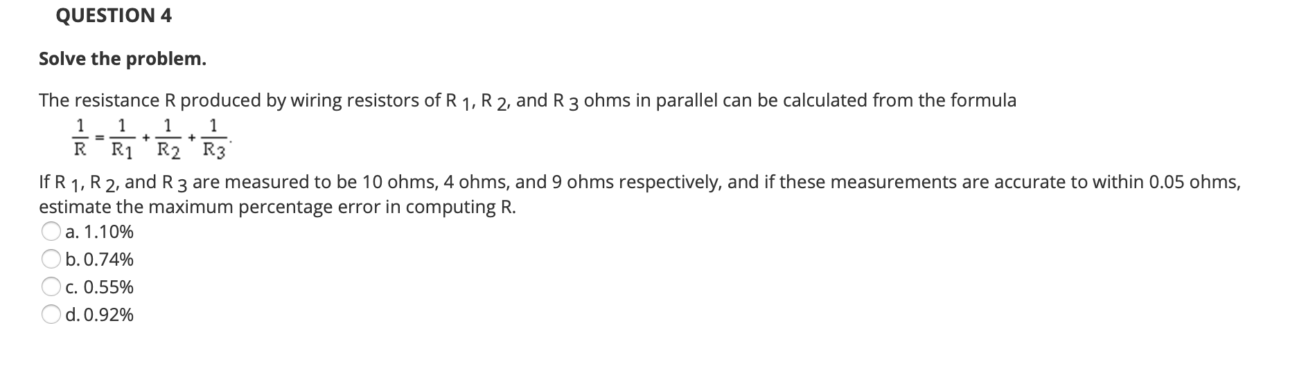 Solved QUESTION 4 Solve the problem. - + + The resistance R | Chegg.com
