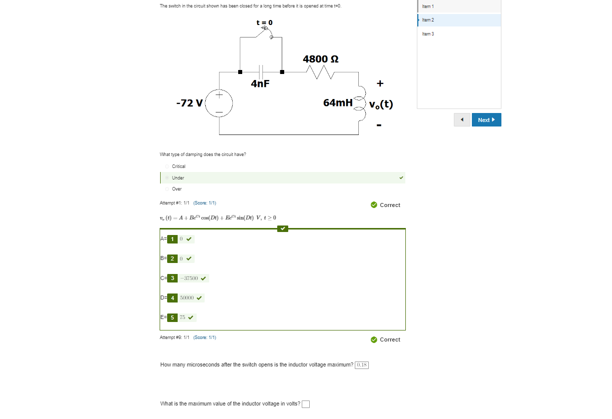 Solved The switch in the circuit shown has been closed for a | Chegg.com