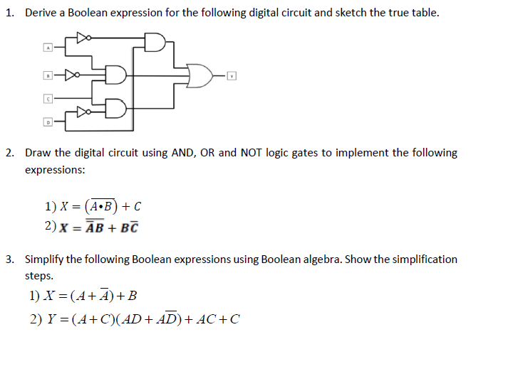 Solved 1. Derive a Boolean expression for the following | Chegg.com