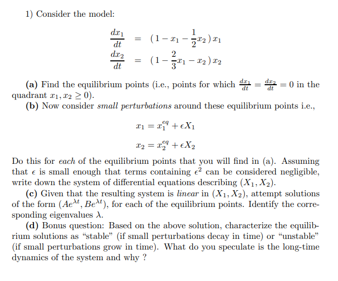 Solved 1) Consider the model: | Chegg.com