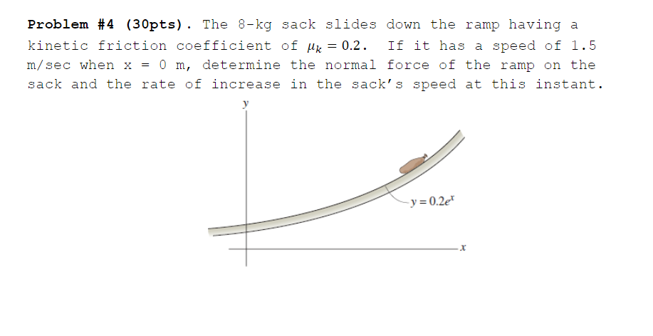 Solved Problem #4 (30pts). The 8-kg sack slides down the | Chegg.com