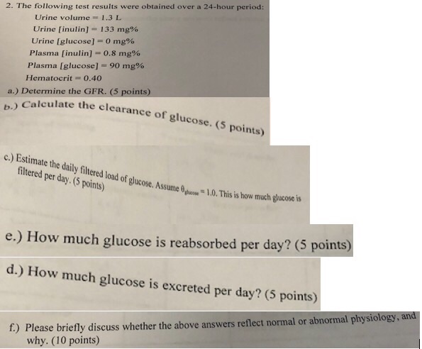 2. The following test results were obtained over a | Chegg.com