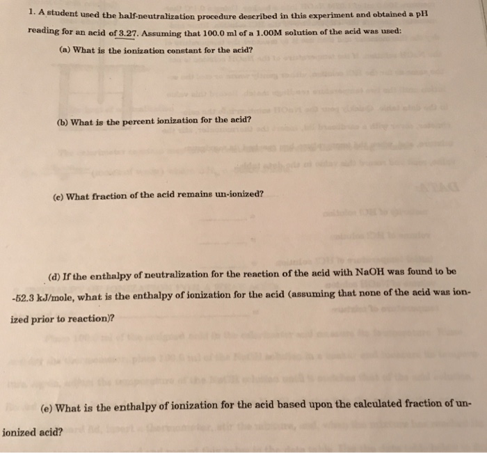 Solved A student used the half-neutralization procedure | Chegg.com