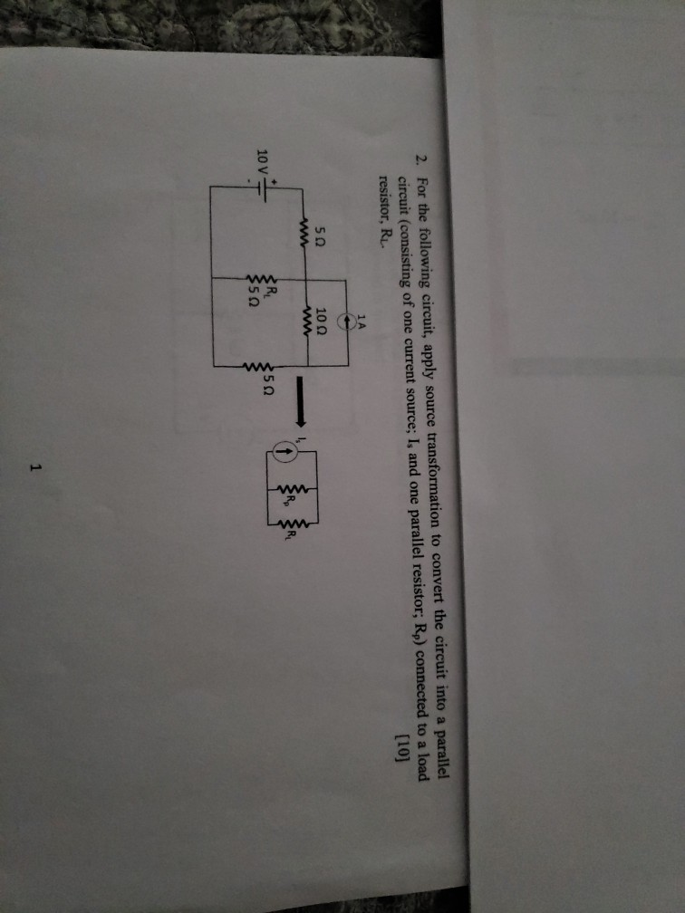 Solved 2. For the following circuit, apply source | Chegg.com