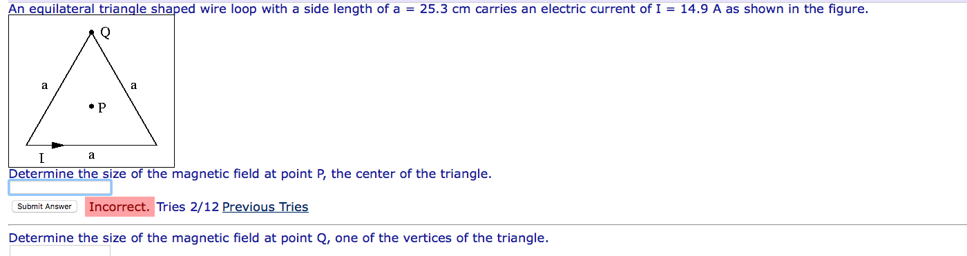 Solved An Equilateral Triangle Shaped Wire Loop With A Side