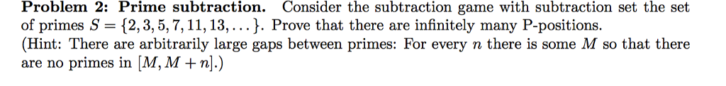 Solved Problem 2: Prime subtraction. Consider the | Chegg.com