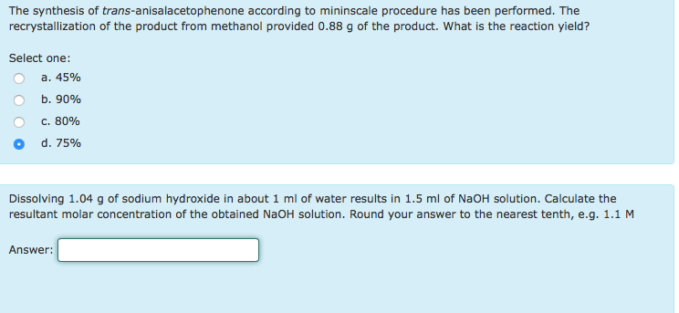 The synthesis of trans-anisalacetophenone according | Chegg.com
