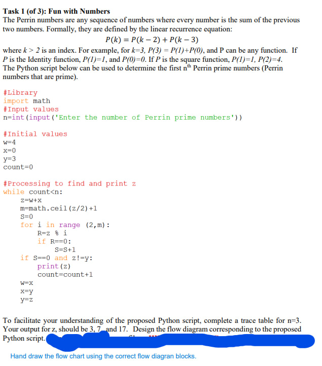 Task 1 (of 3): Fun with NumbersThe Perrin numbers are | Chegg.com