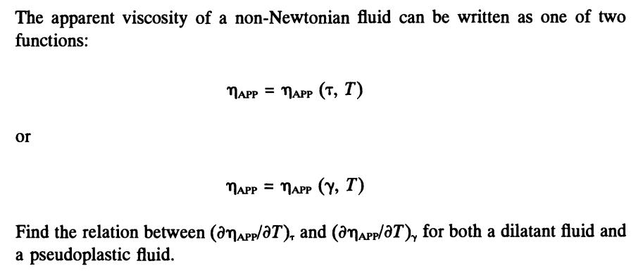 Solved The apparent viscosity of a non-Newtonian fluid can | Chegg.com