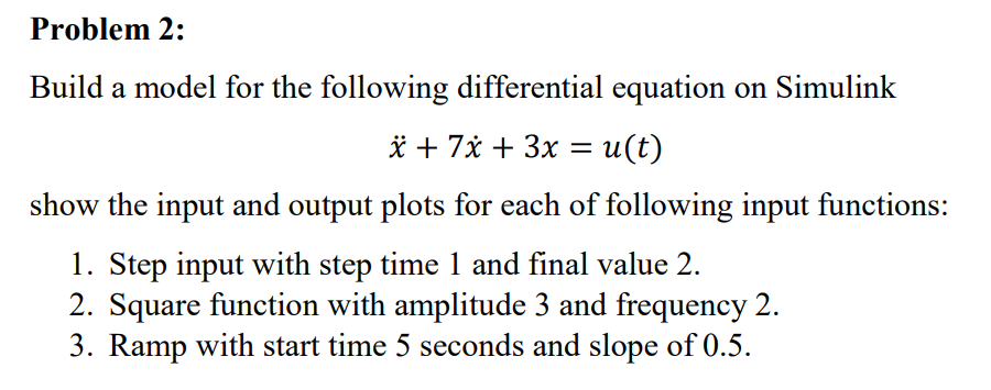 Solved Build a model for the following differential equation | Chegg.com