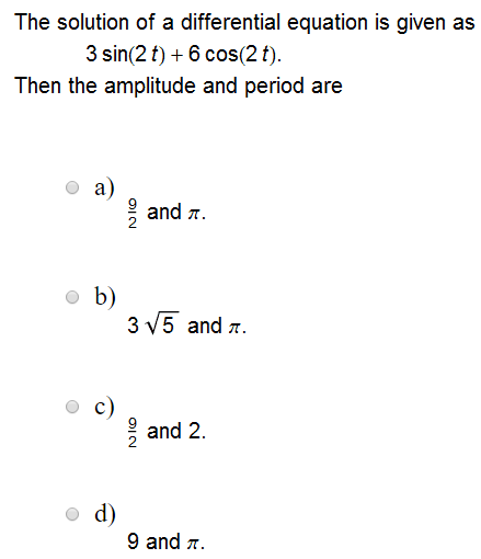 Solved The solution of a differential equation is given as 3 | Chegg.com