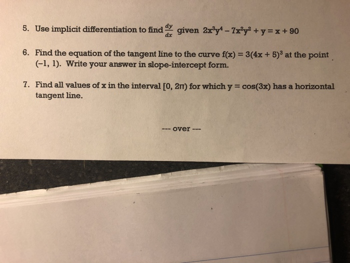 Solved 5. Use implicit differentiation to find given 2y-7x2y | Chegg.com