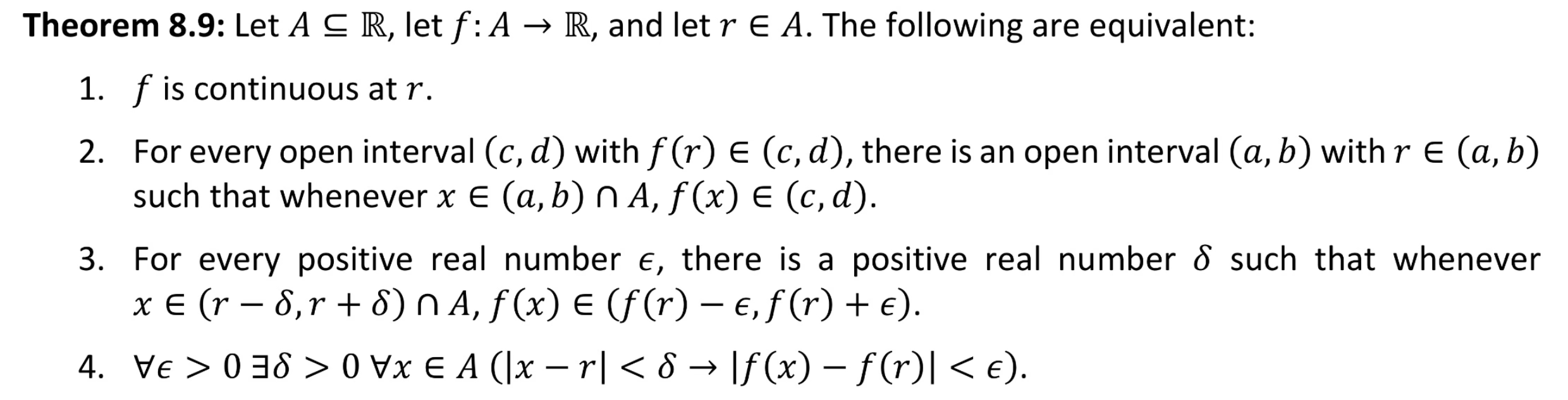 Theorem 8.9: Let A⊆R, let f:A→R, and let r∈A. The | Chegg.com