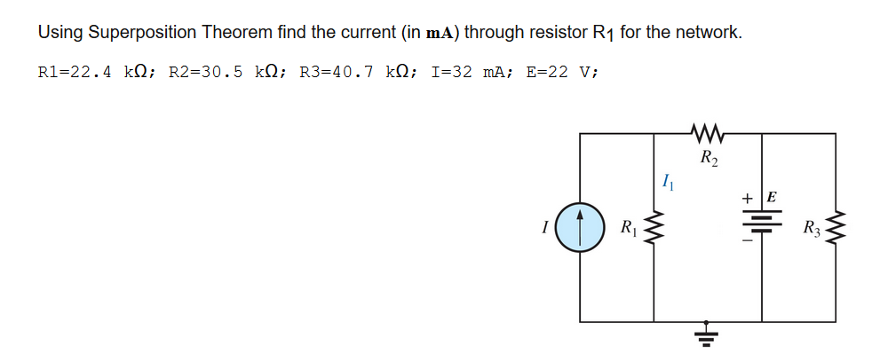Solved Using Superposition Theorem find the current (in mA) | Chegg.com