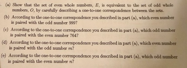 Solved . (a) Show that the set of even whole numbers, E, is | Chegg.com