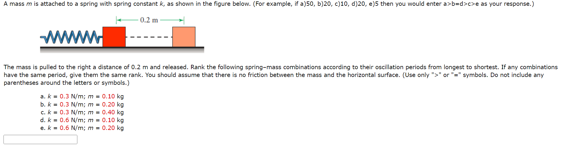Solved The mass is pulled to the right a distance of 0.2 m | Chegg.com