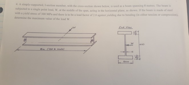 Solved 4. A simply-supported, I-section member, with the | Chegg.com