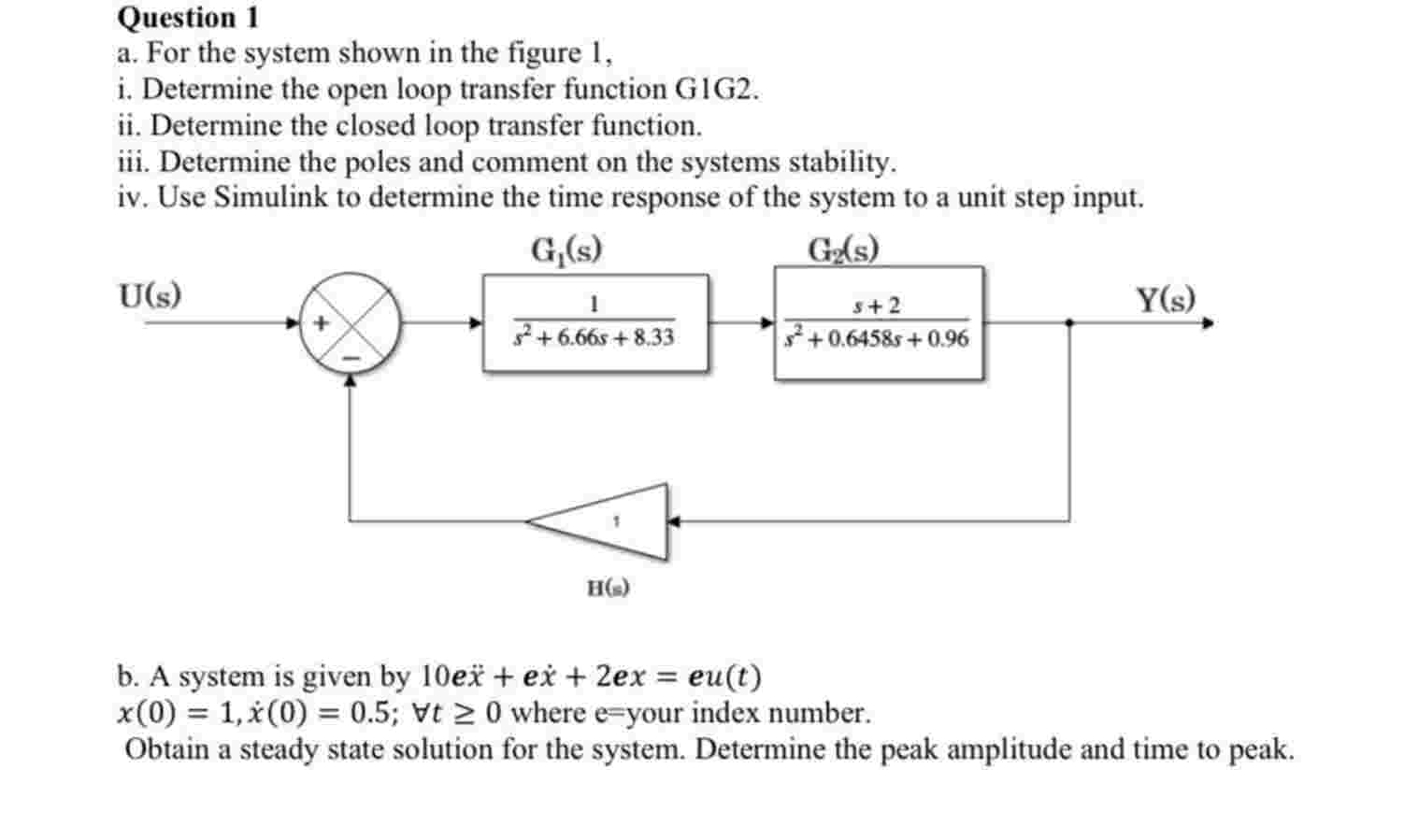 Solved Question 1a. ﻿For the system shown in ﻿the figure | Chegg.com