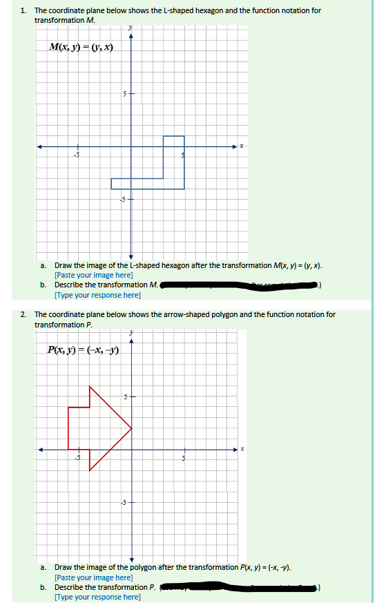 Solved 1. The coordinate plane below shows the L-shaped | Chegg.com