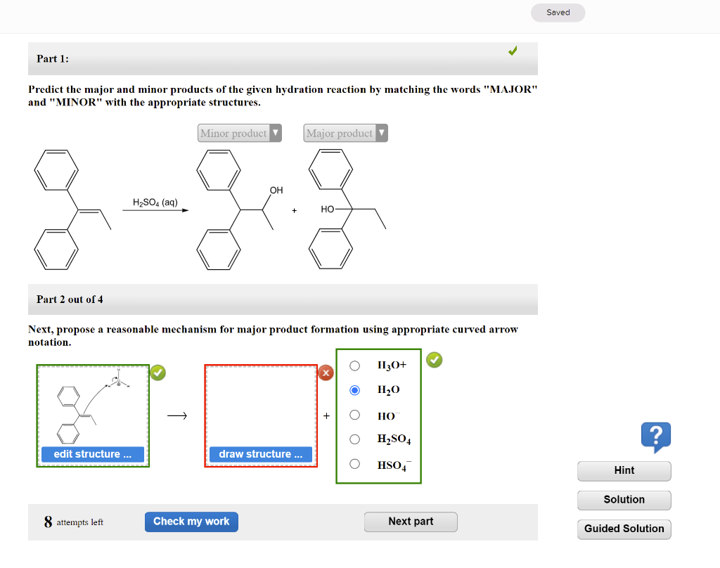 Solved Saved Part 1: Predict the major and minor products of | Chegg.com