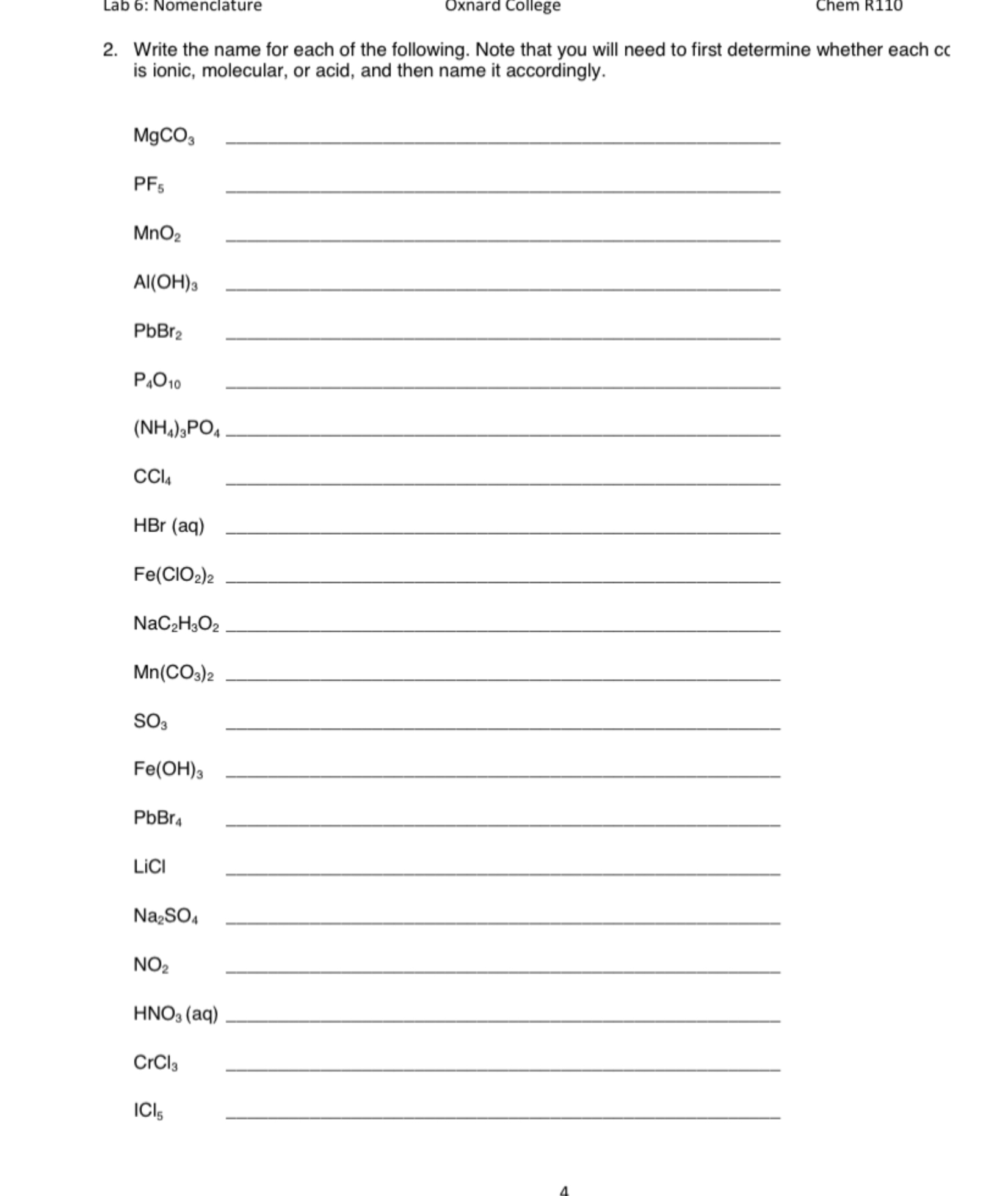 Solved Write the name for each of the following. Note that | Chegg.com