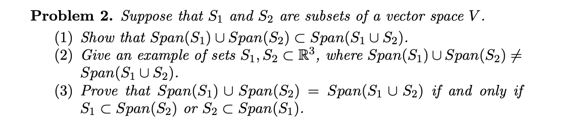 Solved Problem 2. Suppose that Sị and S2 are subsets of a | Chegg.com