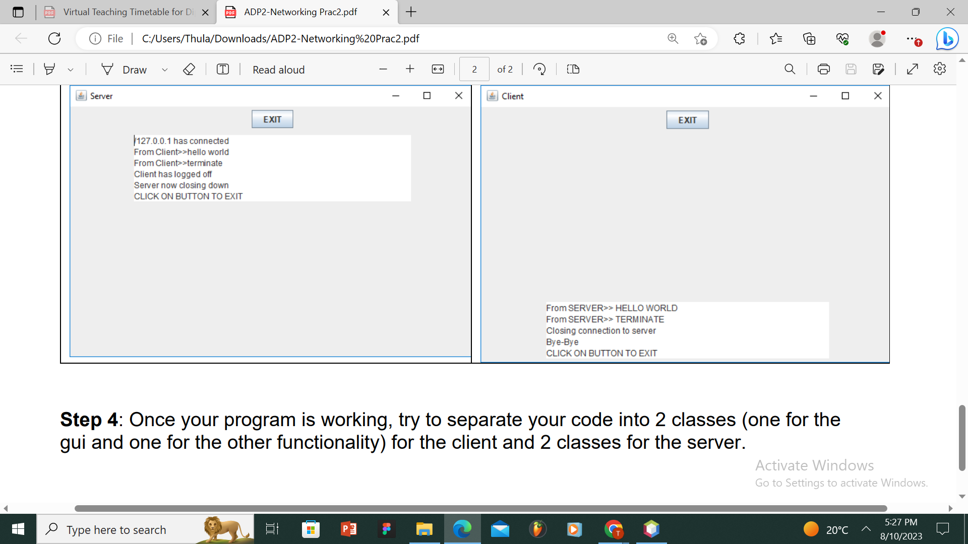 Solved Create A Java Swing Application With Networking 1352