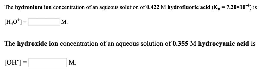 Solved The hydronium ion concentration of an aqueous | Chegg.com