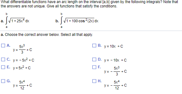 Solved What differentiable functions have an arc length on | Chegg.com
