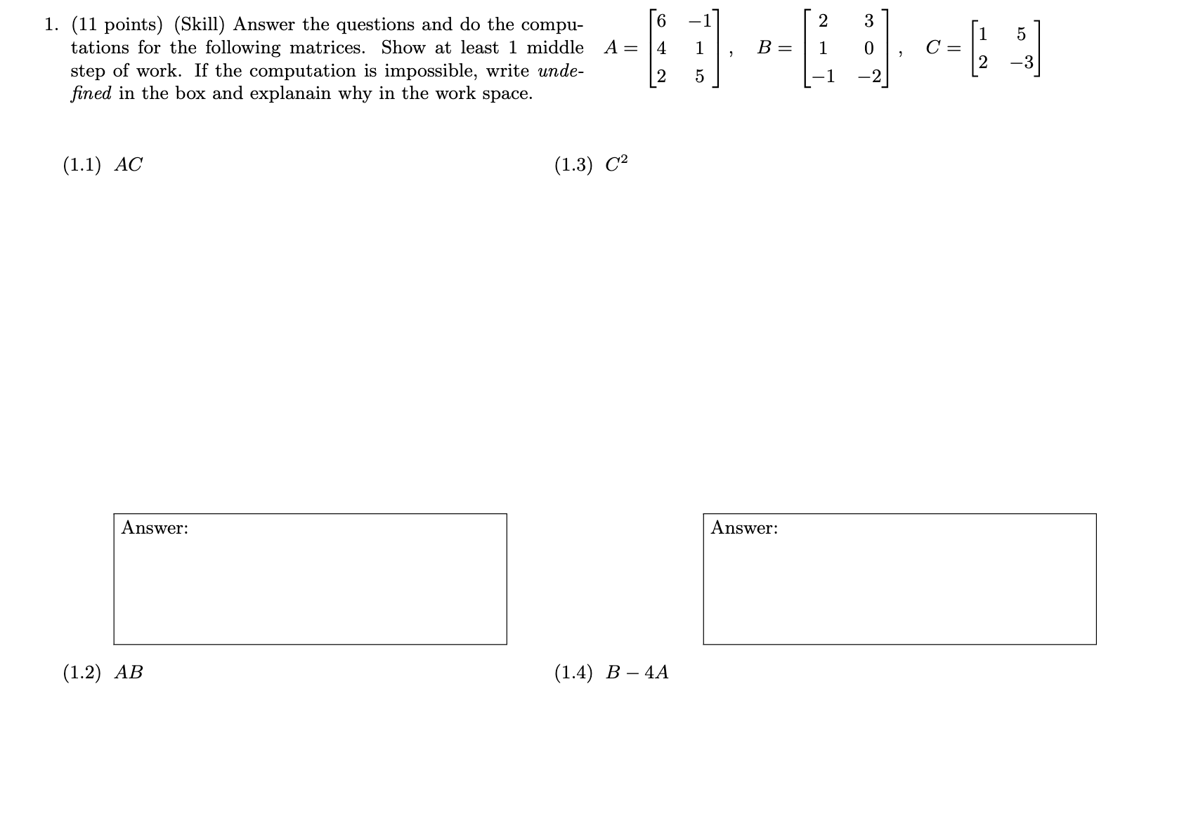 Solved (11 ﻿points) (Skill) ﻿Answer the questions and do | Chegg.com