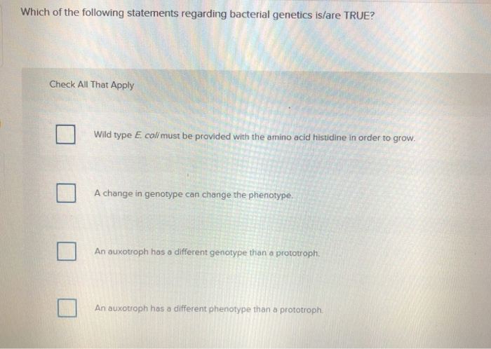 Solved Which of the following statements regarding bacterial | Chegg.com