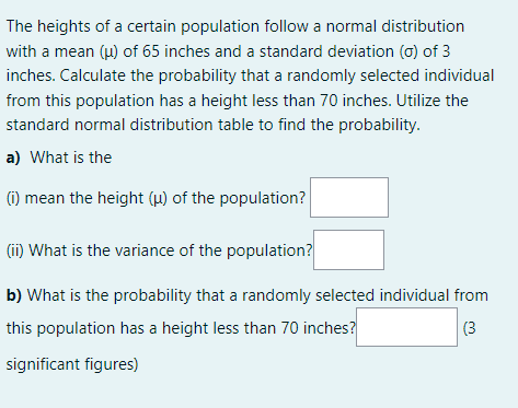 Solved The heights of a certain population follow a normal | Chegg.com