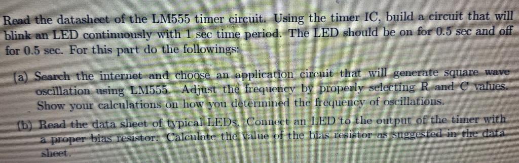 Read the datasheet of the LM555 timer circuit. Using | Chegg.com