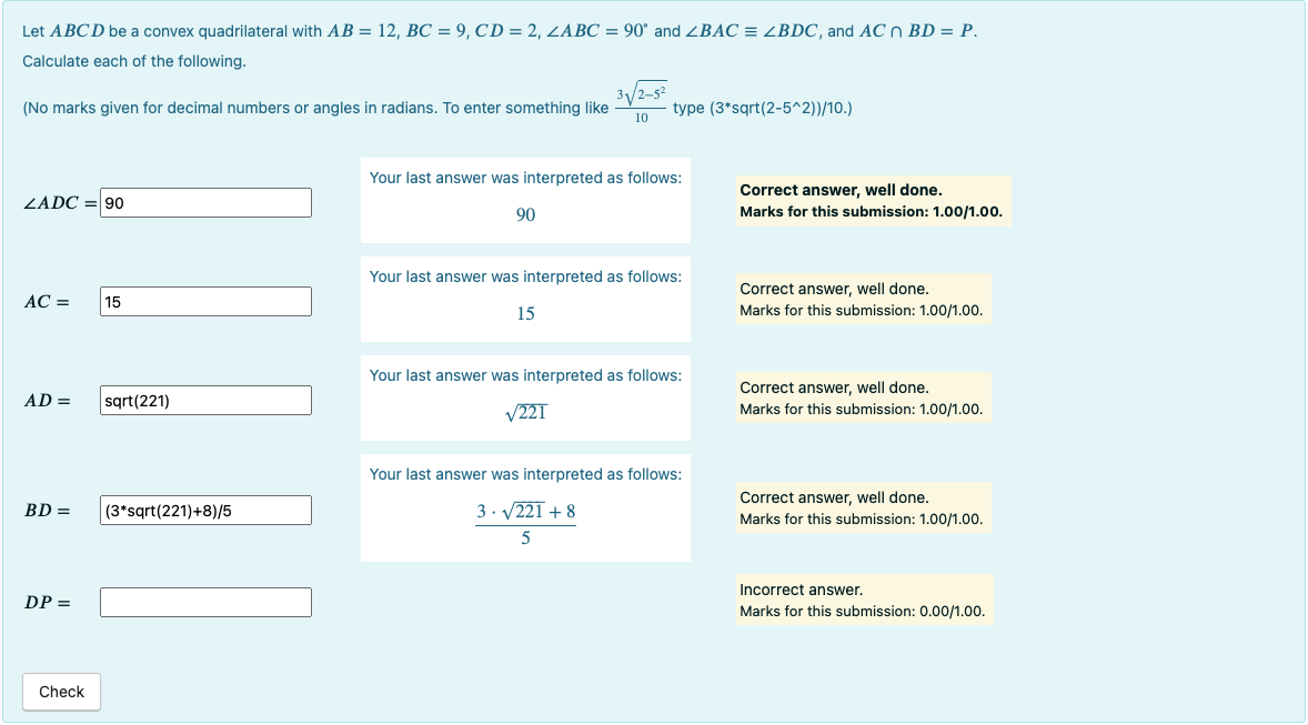 Solved Let ABCD be a convex quadrilateral with AB = 12, BC = | Chegg.com
