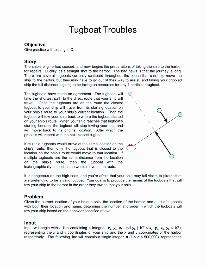 Solved Tugboat Troubles Objective Give practice with sorting | Chegg.com
