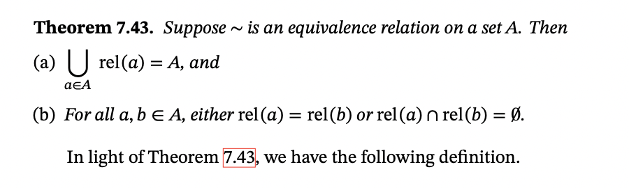 Solved Theorem 7.43. Suppose ∼ is an equivalence relation on | Chegg.com