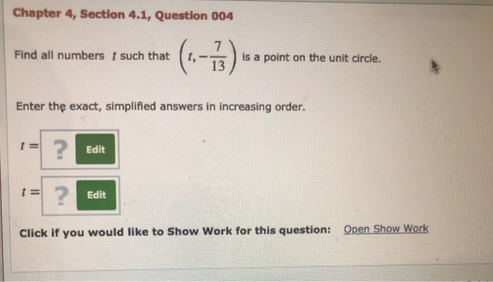 Chapter 4, Section 4.1, Question 004 numbers | Chegg.com