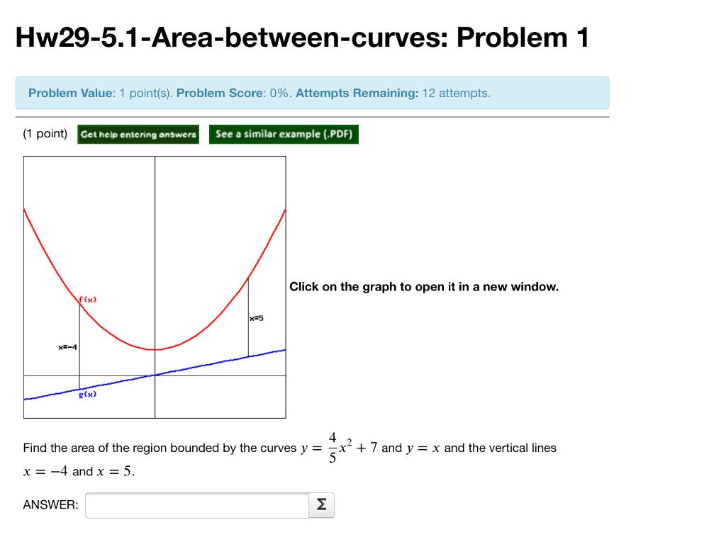 Solved Hw29-5.1-Area-between-curves: Problem 1 Problem | Chegg.com