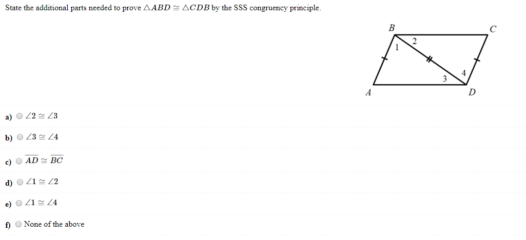 Solved State the additional parts needed to prove AABD ACDB | Chegg.com