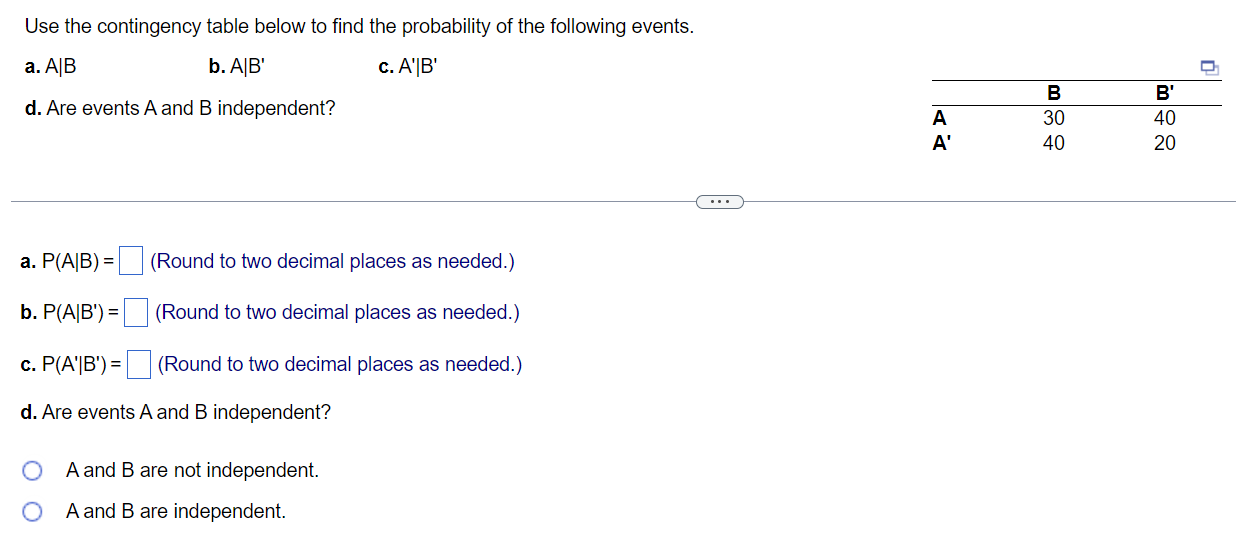 Solved Use the contingency table below to find the | Chegg.com