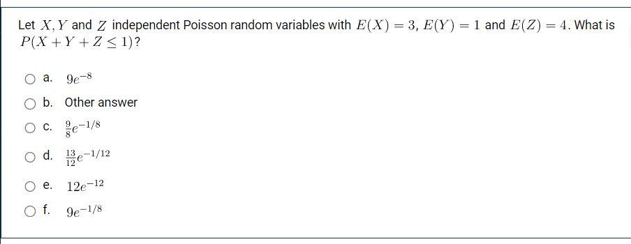 Solved Let X,Y and Z independent Poisson random variables | Chegg.com