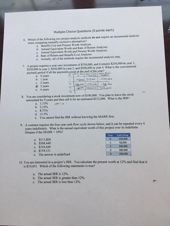 Solved Multiple Choice Questions (5 points each) Which of | Chegg.com