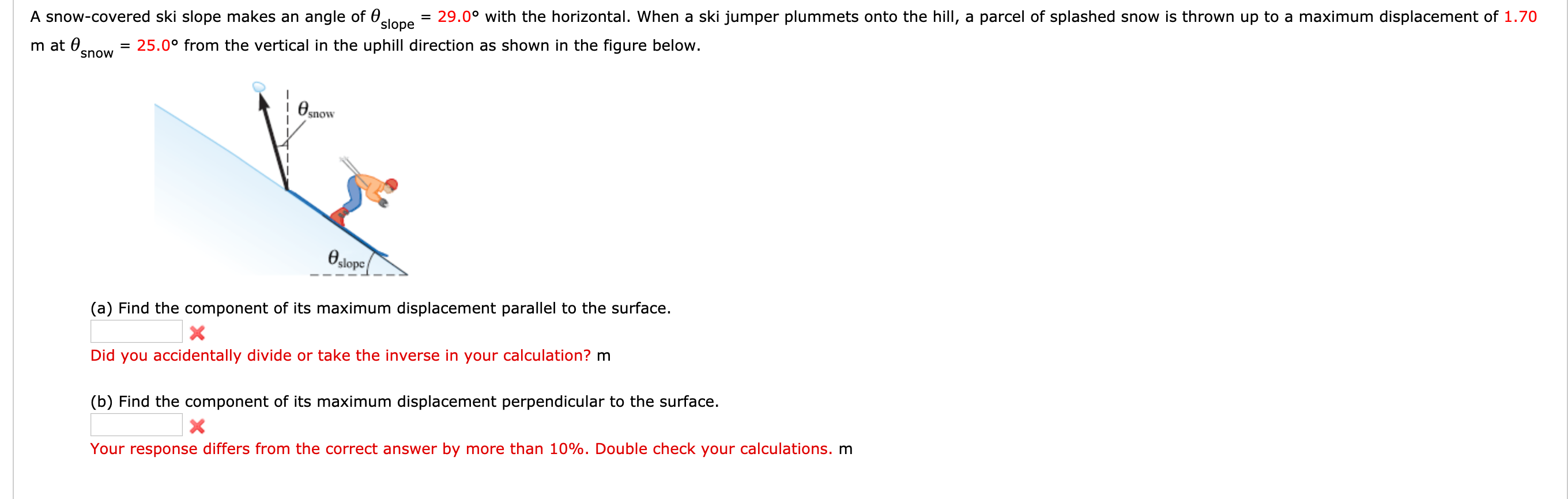 Solved A snow-covered ski slope makes an angle of θslope = | Chegg.com