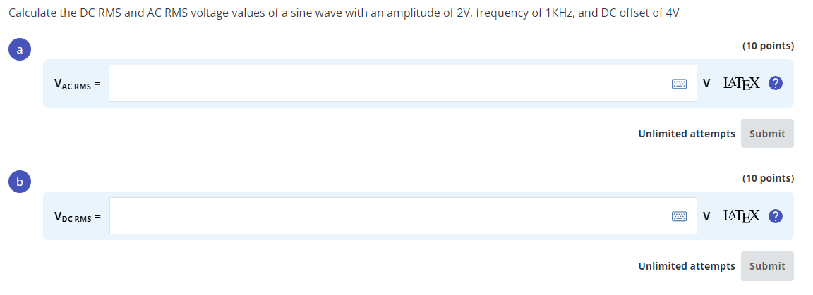 Solved alculate the DC RMS and AC RMS voltage values of a | Chegg.com