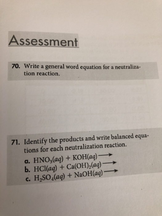 Solved Assessment 70. Write a general word equation for a | Chegg.com