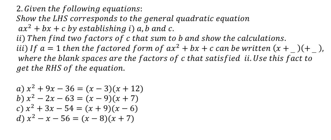 Solved 2. Given the following equations: Show the LHS | Chegg.com