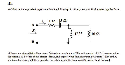 Solved Q3: a) Calculate the equivalent impedance Zi in the | Chegg.com